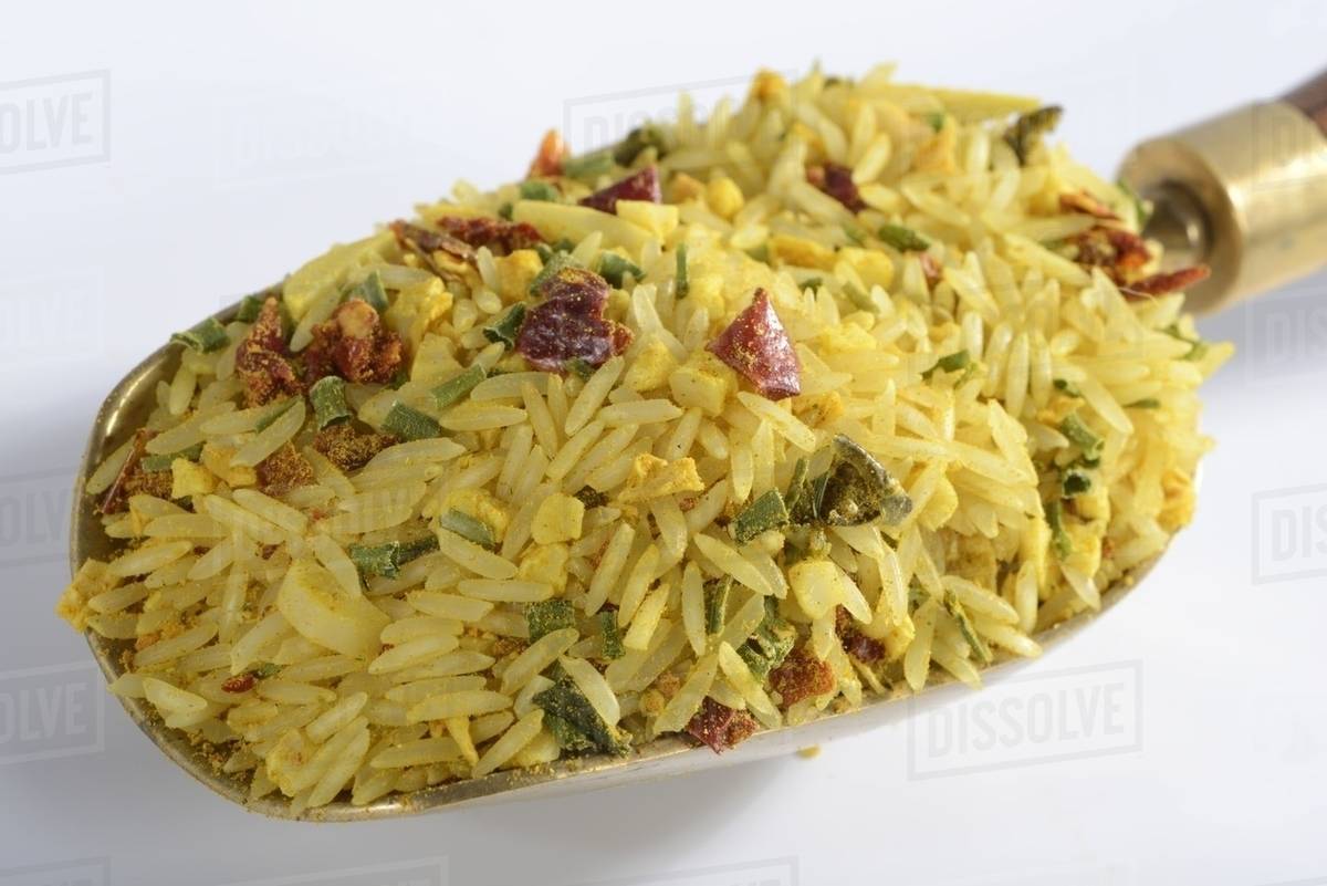 A ready-made mix of rice with dried vegetables and spices - Royalty ...