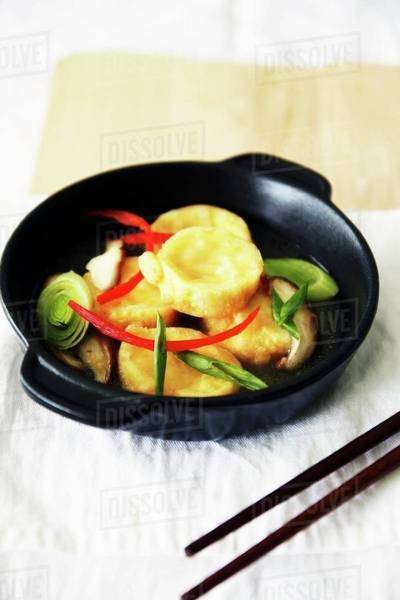 Tofu nuggets, Japanese style - Stock Photo - Dissolve