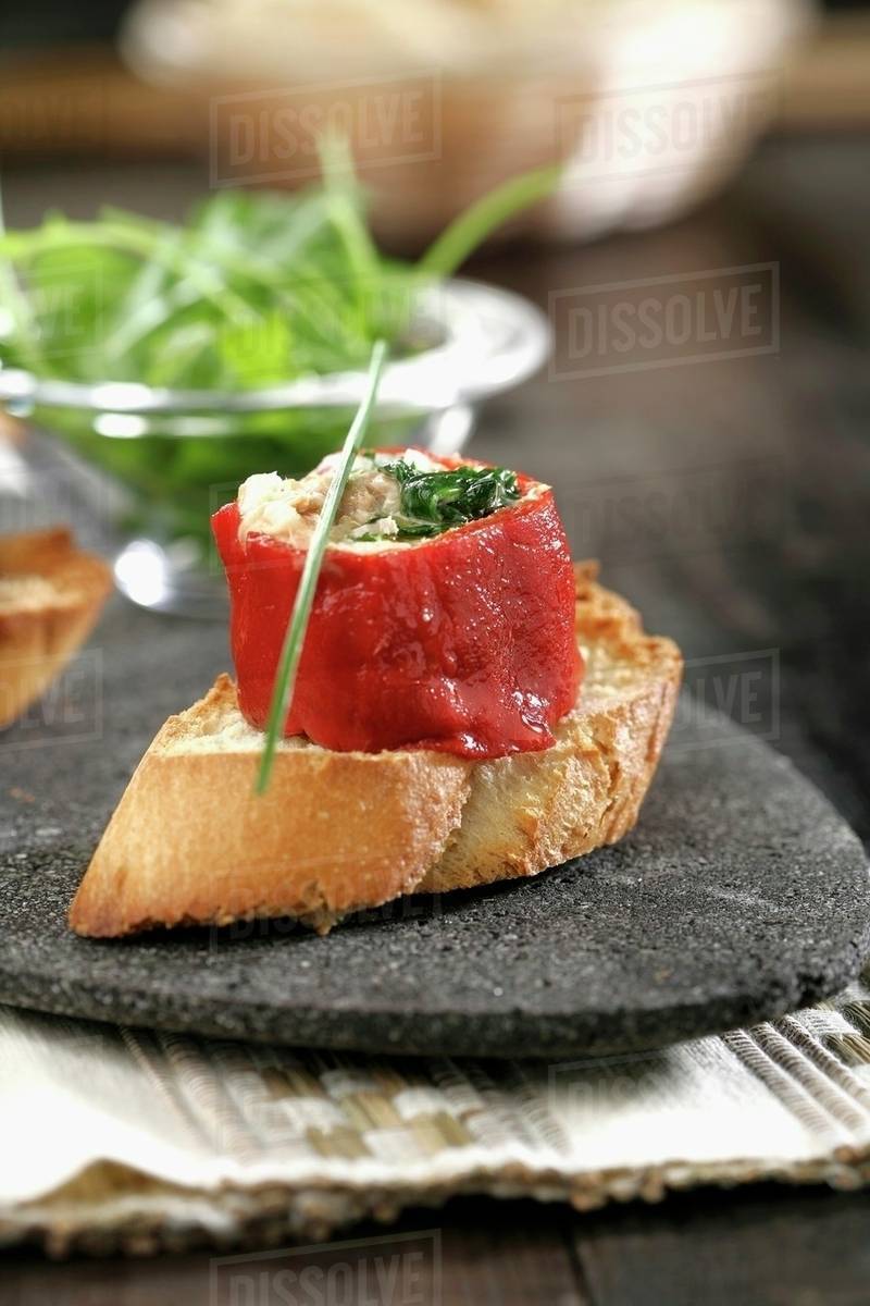 Canape pretty with piquillo peppers - Stock Photo - Dissolve
