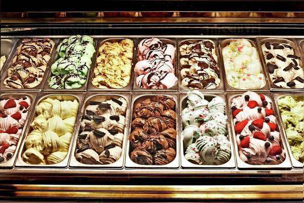 Various types of ice cream in an ice cream cafe - Royalty-free Stock ...