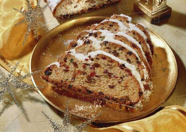 Butter stollen with almonds and candied fruit - Royalty-free Stock ...