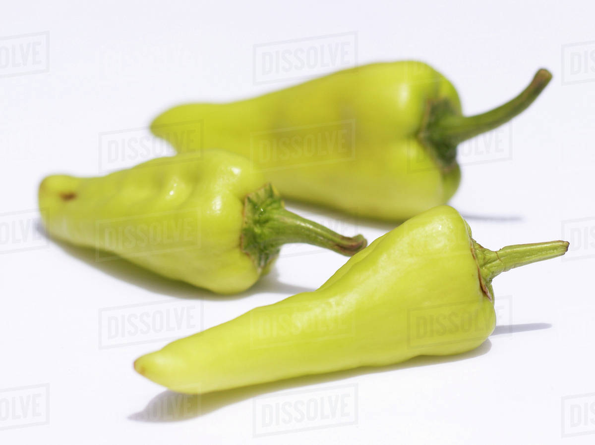 Three Pale Green Chili Peppers - Stock Photo - Dissolve