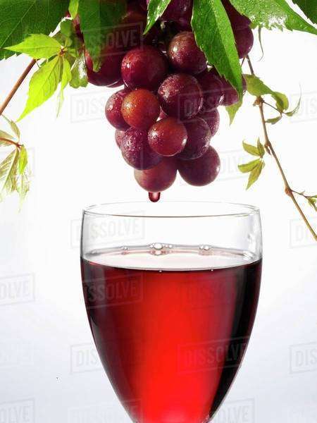 Red wine dripping from grapes into a wine glass - Royalty-free Stock ...