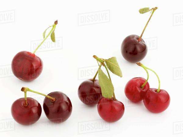 Several cherries and pairs of cherries - Royalty-free Stock Photo ...