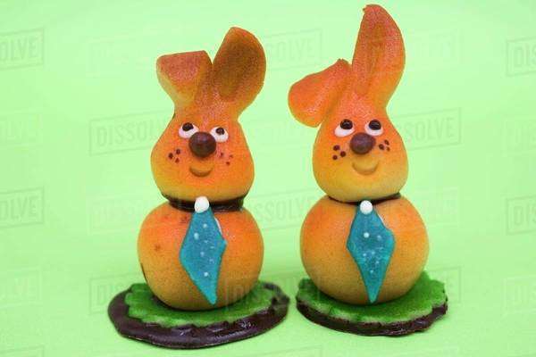 Two marzipan Easter Bunnies - Royalty-free Stock Photo | Dissolve