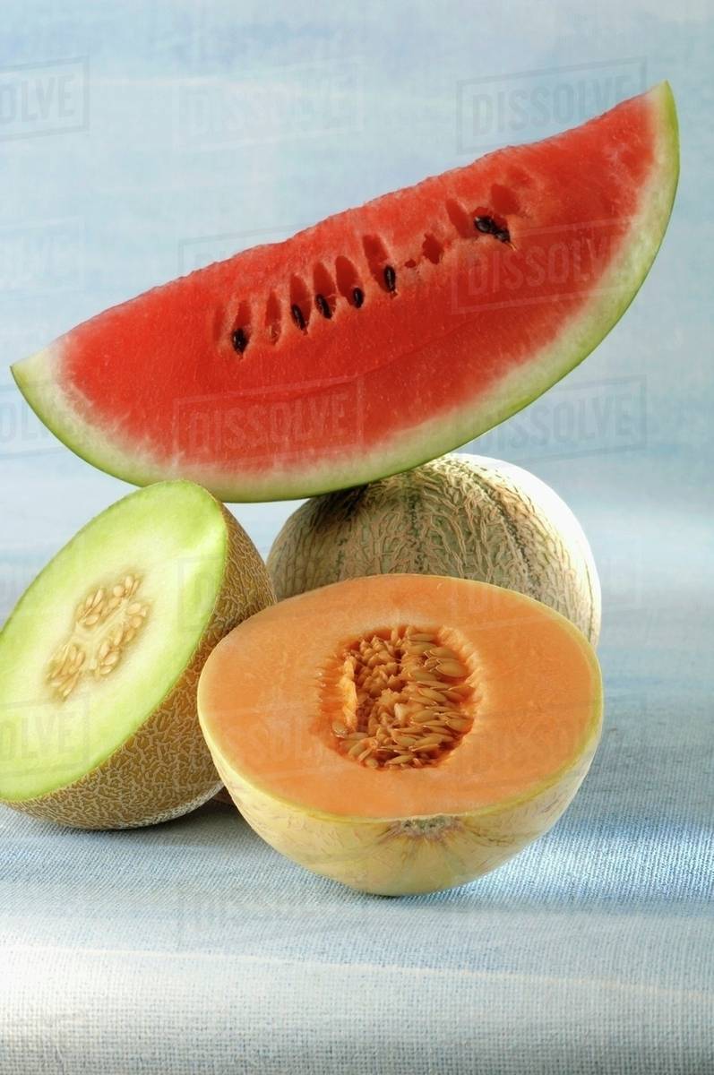 Three different melons - Royalty-free Stock Photo | Dissolve