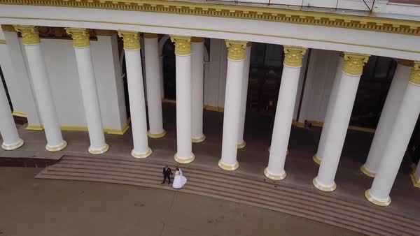Aerial view .Beautiful columns. High building vdnh. - Stock Video ...