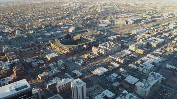 Aerial shot of Mile High Stadium in city, Denver, Colorado, United ...