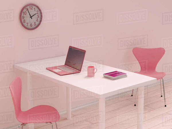 Pink home office, 3D Rendering - Stock Photo - Dissolve