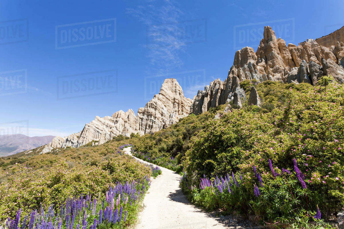 New Zealand, South Island, Omarama, Clay Cliff - Stock Photo - Dissolve