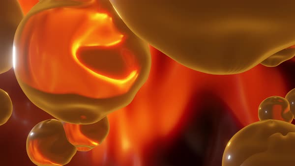 3D animation of floating cholesterol bubbles in human body - Stock ...