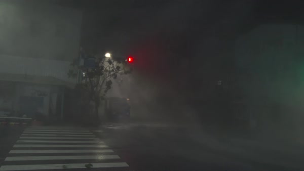 Strong hurricane winds rip through city at night - Stock Video Footage ...