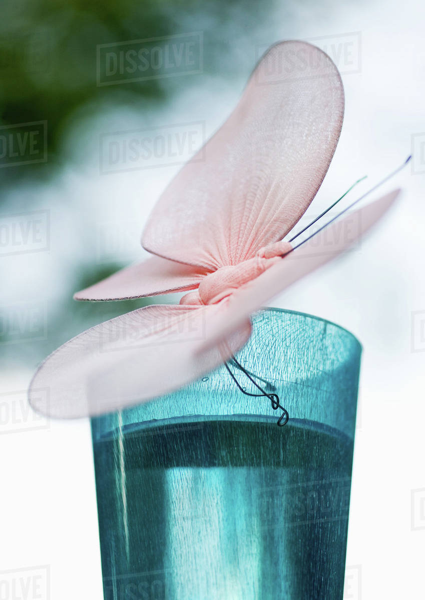 Fake butterfly on glass - Stock Photo - Dissolve
