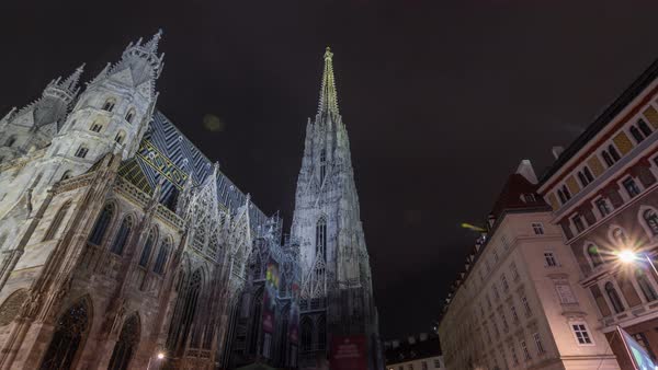 St. Stephen's Cathedral night timelapse hyperlapse (Stephansdom ...