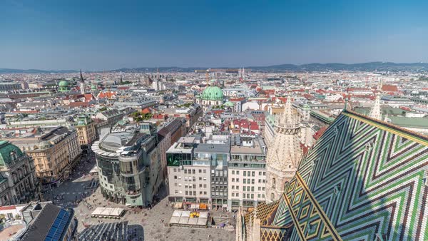 Panoramic aerial view of Vienna, austria, from south tower of st ...