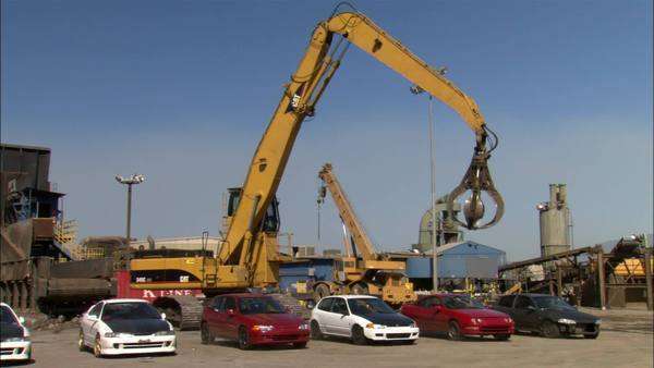 Car crusher crane - HD Rights-managed Stock Video Footage | Dissolve