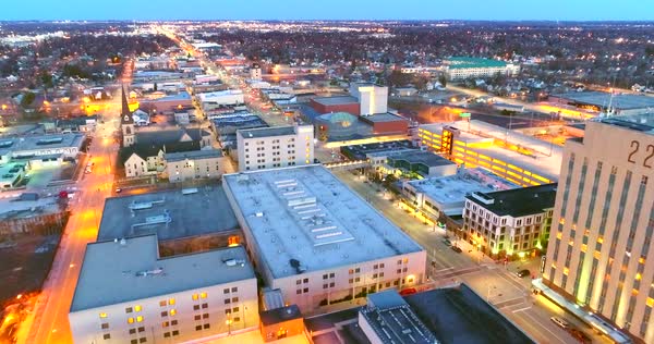 Stunning twilight aerial view Downtown Appleton Wisconsin, College ...