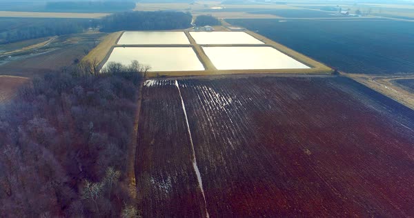 Beautiful rural fish farm with four ponds, windowpane configuration ...