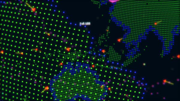 Digital data globe, a scientific technology data network surrounding ...