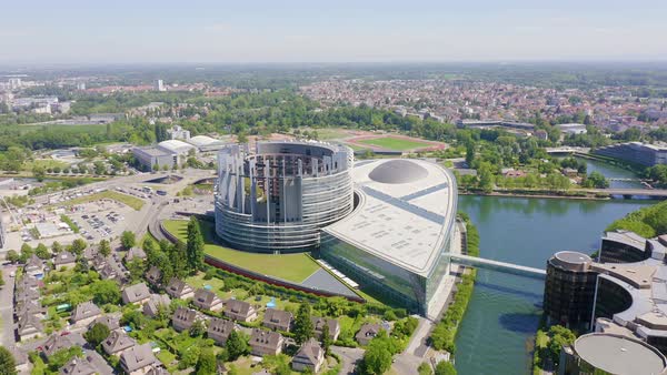 Strasbourg, France. The complex of buildings is the European Parliament ...