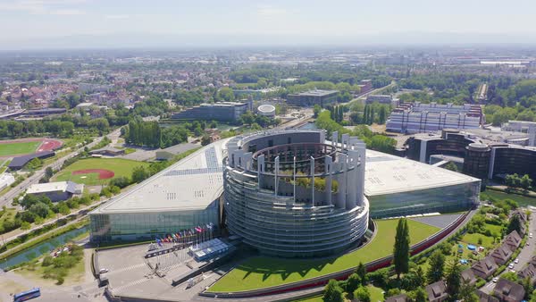 Strasbourg, France. The complex of buildings is the European Parliament ...