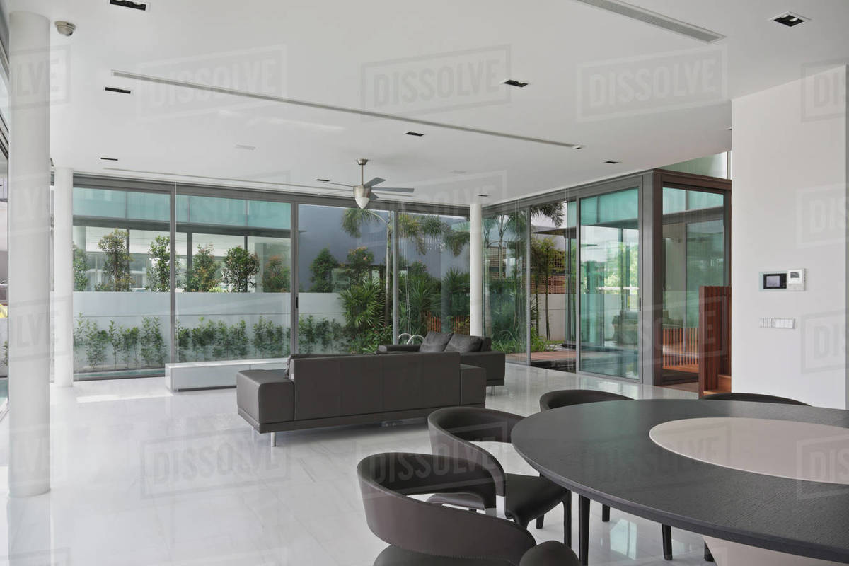 Open plan interior of residential house - Royalty-free Stock Photo ...