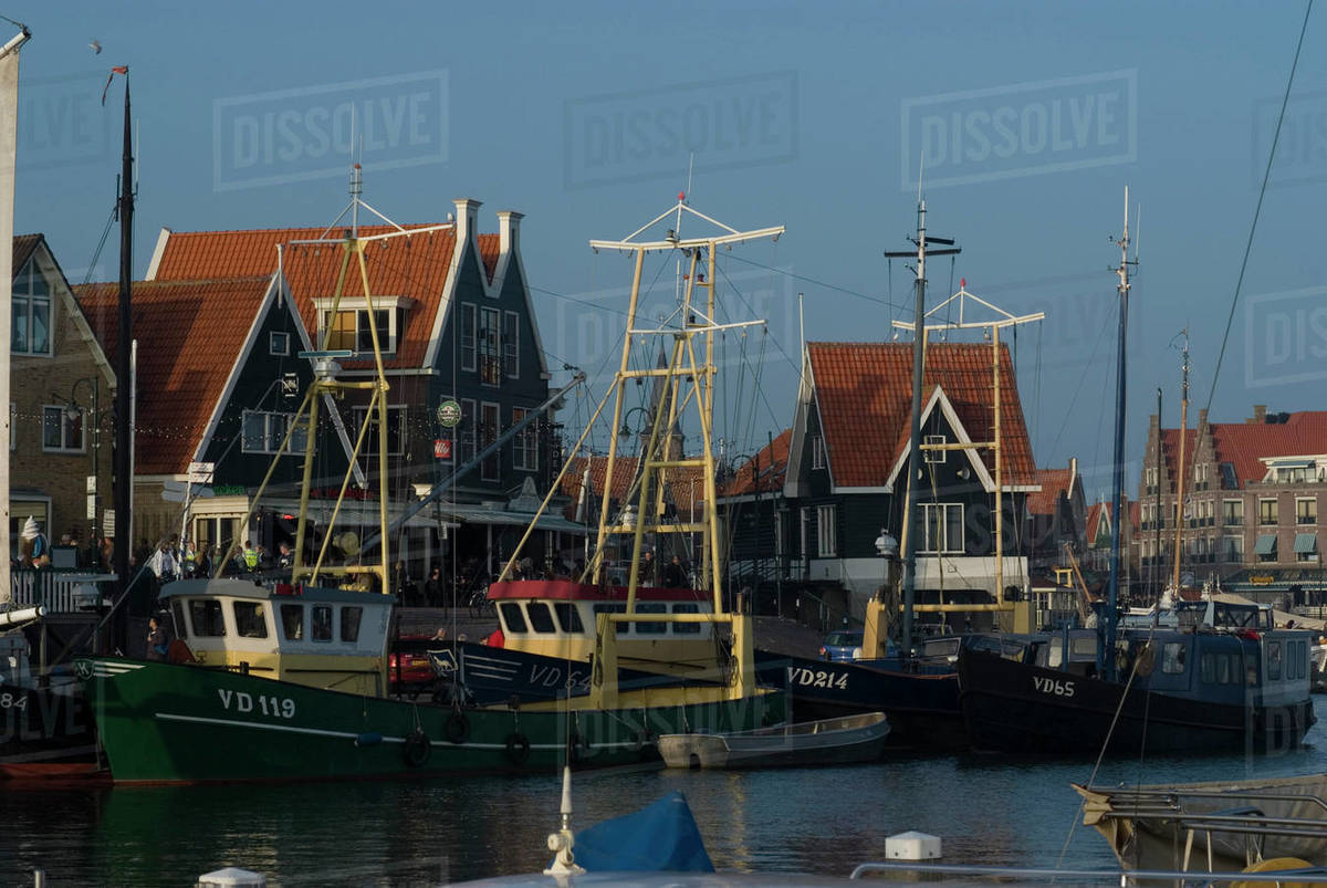 Harbour view, Volendam, The Netherlands. - Stock Photo - Dissolve