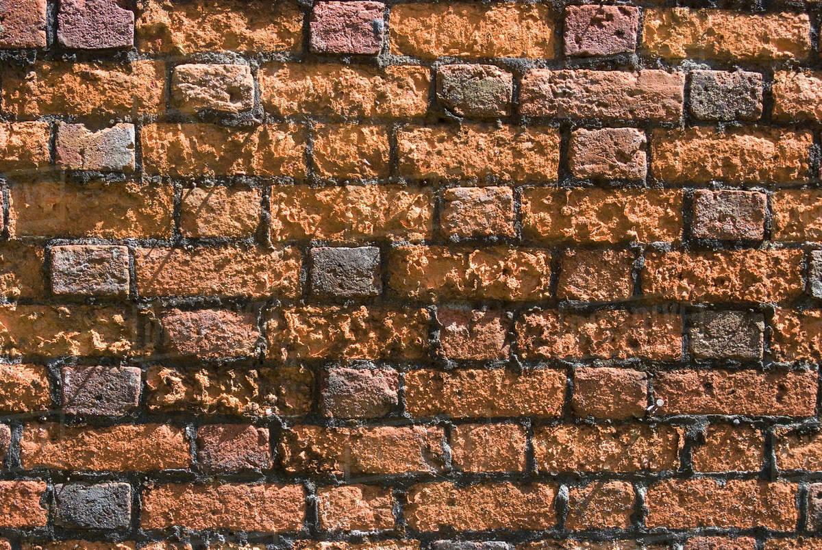 Detail of an ancient brick wall in the gardens - Stock Photo - Dissolve