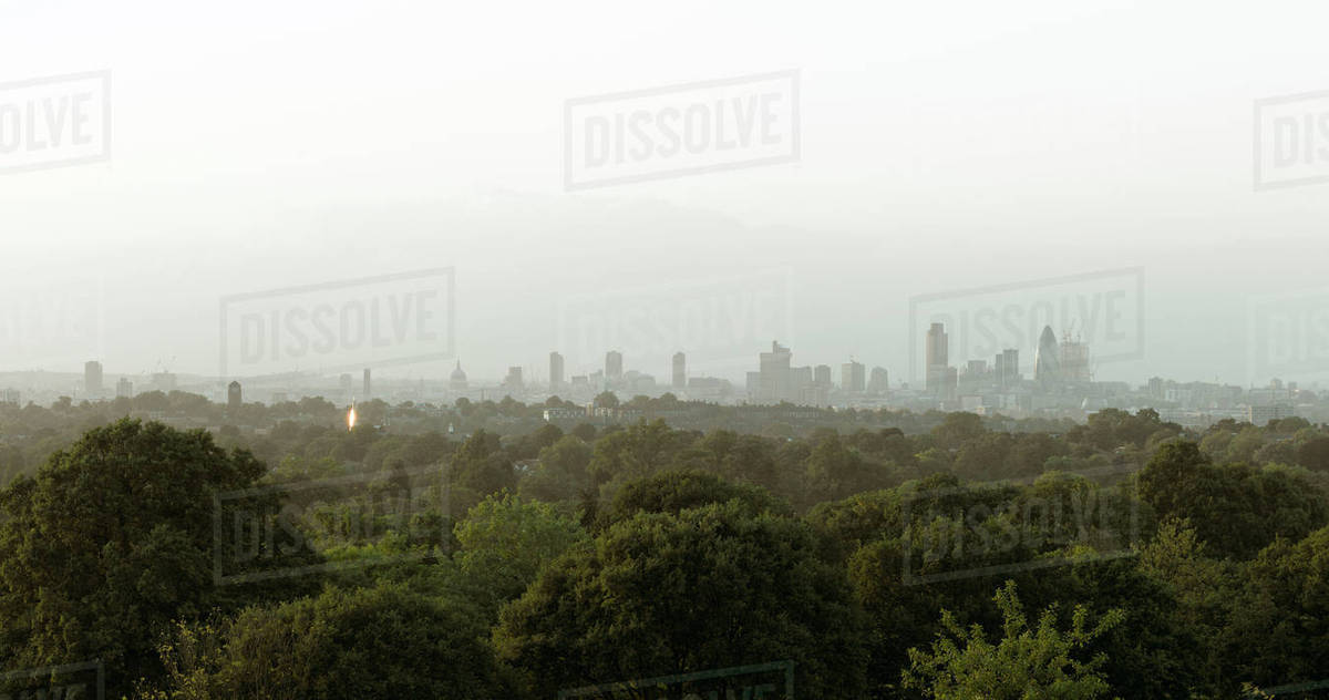 Hazy view of London's skyline - Stock Photo - Dissolve