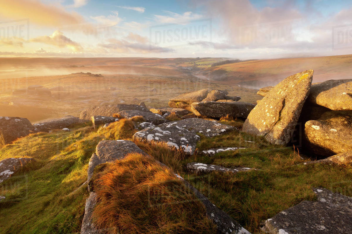 Moorland view from Littaford Tor, near Two Bridges, Dartmoor National ...