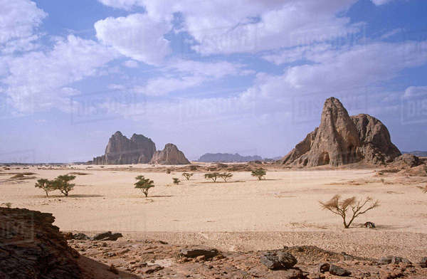 Rocky landscape of northern Niger, 2005. - Stock Photo - Dissolve
