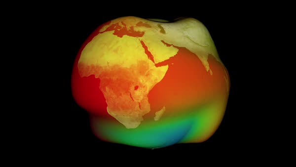 Climate change on a 3D earth with bulging areas where temperature has ...