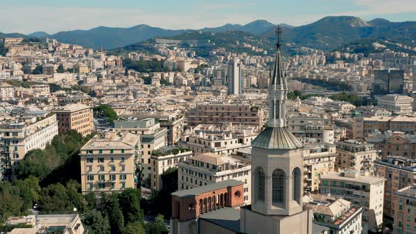 Cityscape of Genoa. Genoa is a port city and the capital of Liguria ...