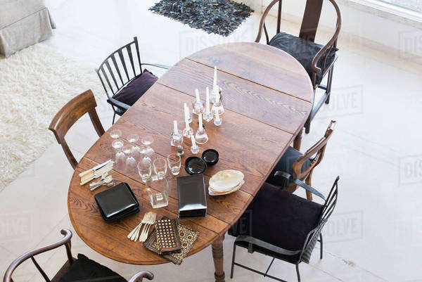 High angle view of dining table - Stock Photo - Dissolve