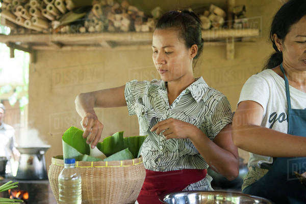 Asian chefs cooking in outdoor kitchen - Royalty-free Stock Photo ...