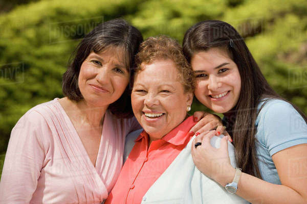 Portrait of multi-generational Hispanic female family members - Stock ...