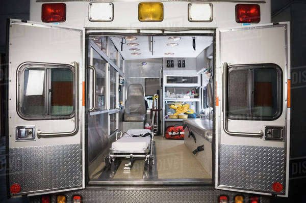 Ambulance with rear doors open - Royalty-free Stock Photo | Dissolve