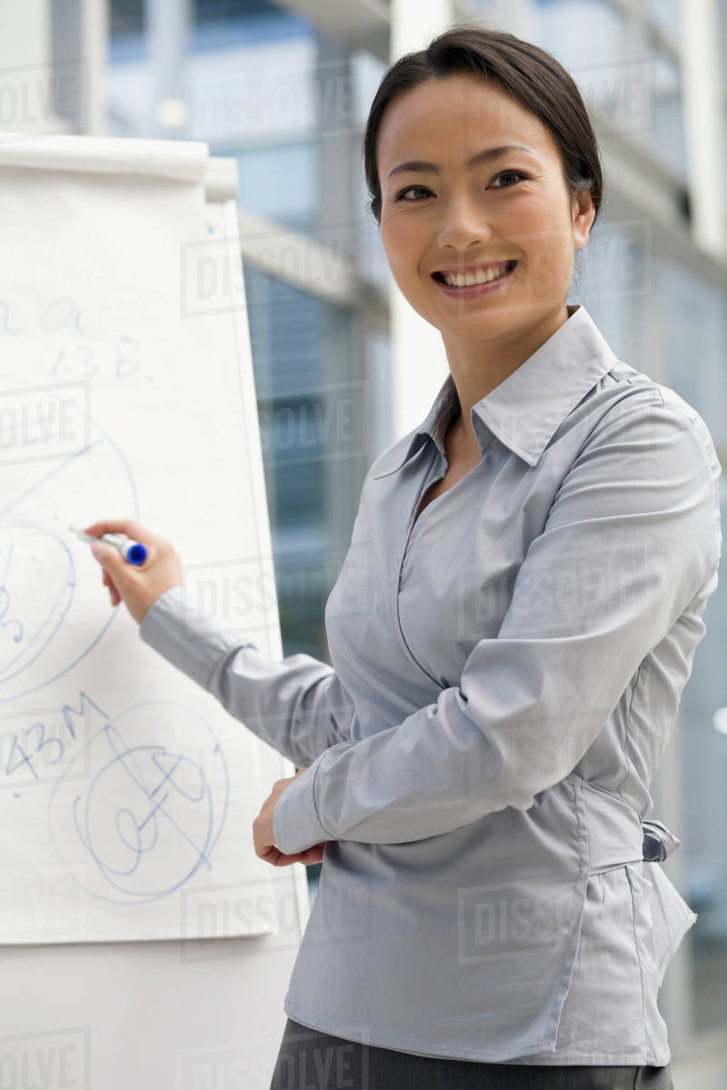 Asian businesswoman giving presentation - Stock Photo - Dissolve