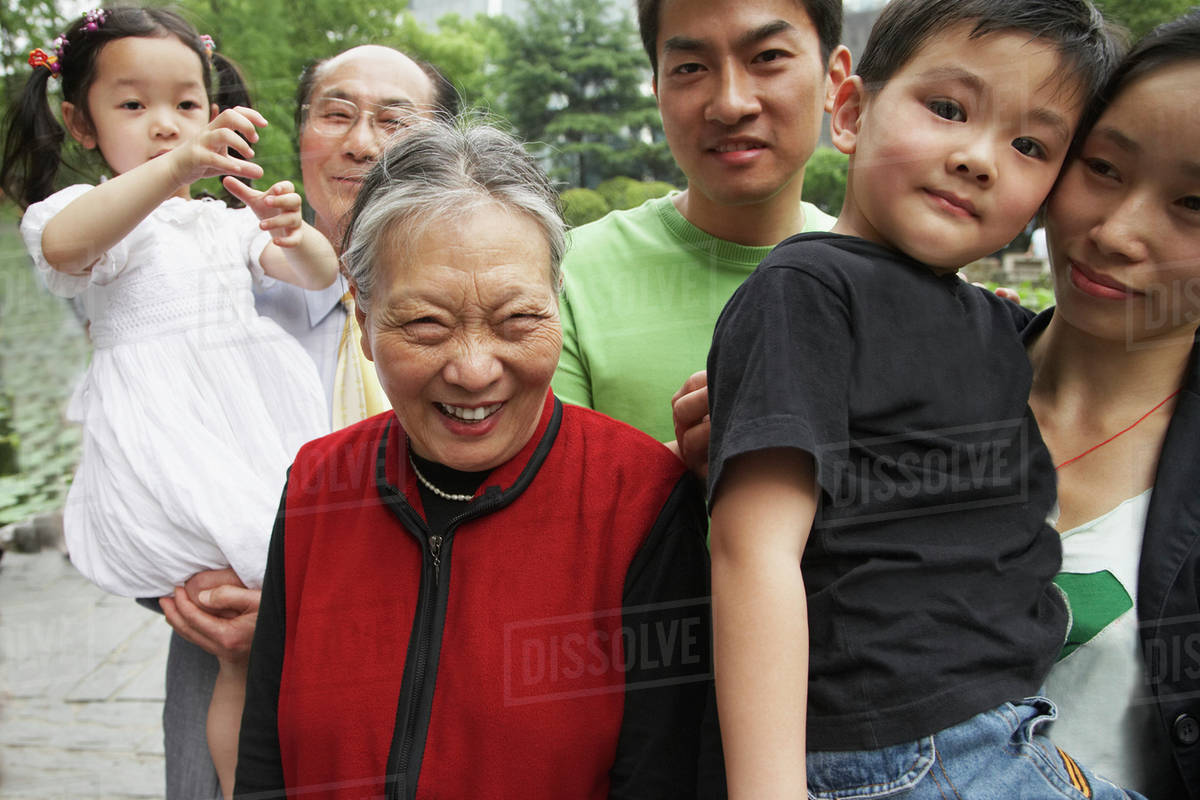 Portrait of multi-generational Asian family - Royalty-free Stock Photo ...