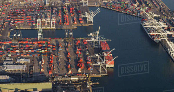 Aerial view of harbor and industrial docks - Royalty-free Stock Photo ...