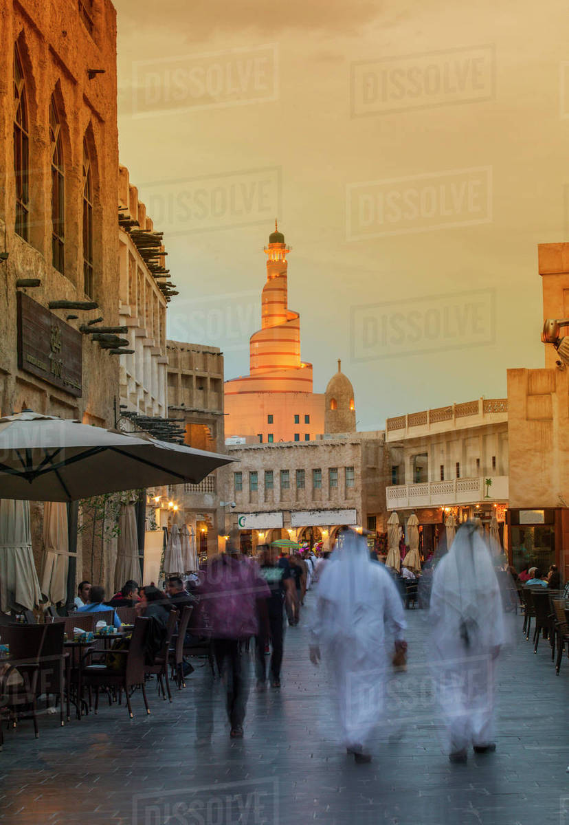 Blurred view of people walking on Doha street, Doha, Qatar - Stock ...