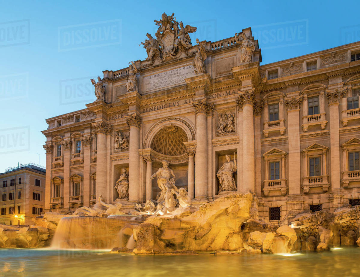Trevi Fountain under ornate building, Rome, Lazio, Italy - Stock Photo ...