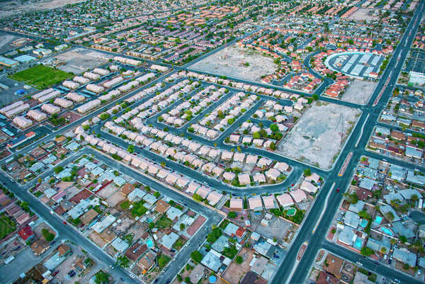 Aerial view of suburban houses, Las Vegas, Nevada, United States ...