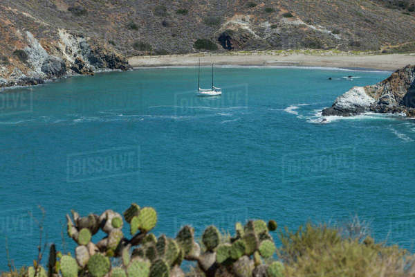 Boat in ocean cove - Royalty-free Stock Photo | Dissolve