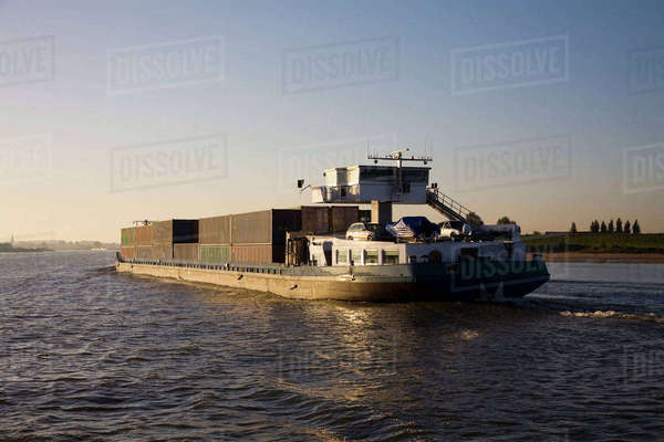 Freight containers on barge - Royalty-free Stock Photo | Dissolve