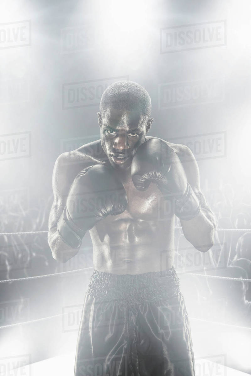 African American boxer in boxing ring - Royalty-free Stock Photo | Dissolve