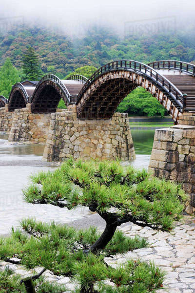 Asian Pedestrian Bridge Over a River - Stock Photo - Dissolve