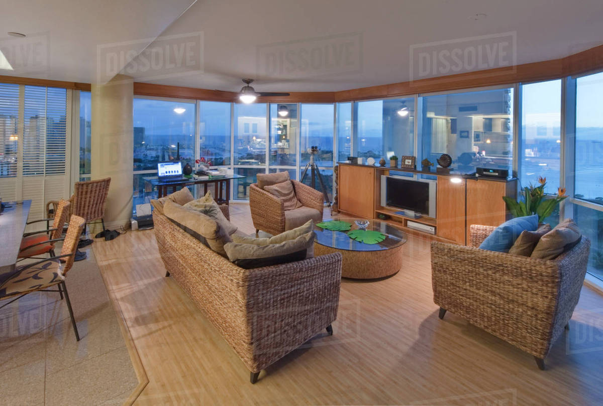 Living room in luxury highrise apartment - Royalty-free Stock Photo ...