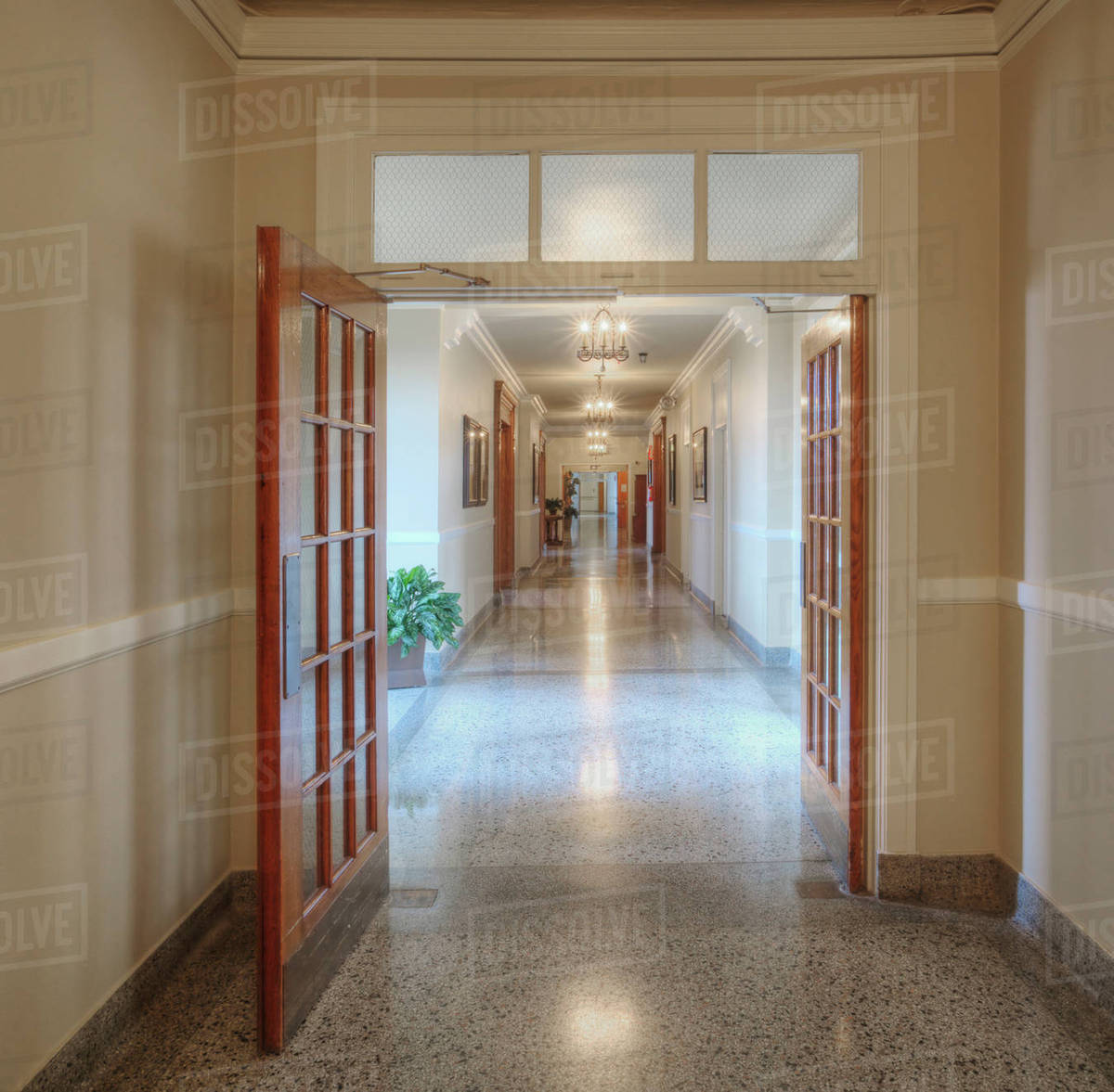 Long Hallway in historic Building - Royalty-free Stock Photo | Dissolve
