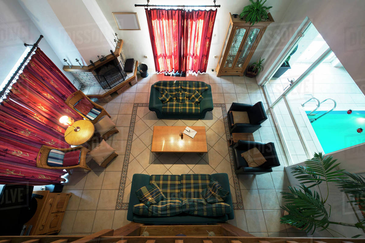 Overhead view of living room - Stock Photo - Dissolve